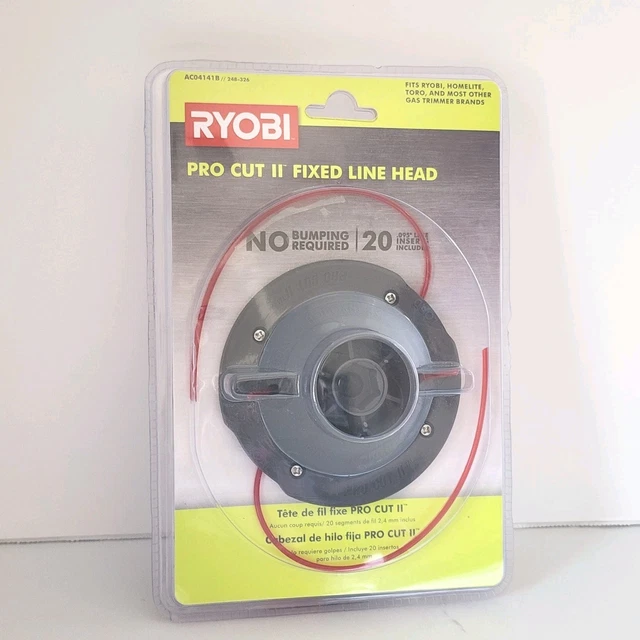 NEW RYOBI PRO Cut II Fixed Line Head for Trimmer 20 pcs of 0.095" Line ...