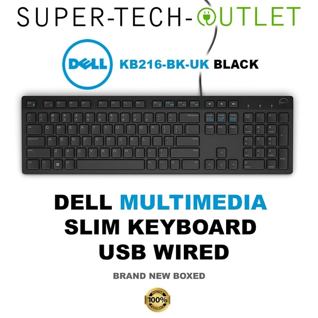 DELL MULTIMEDIA SLIM USB Wired Keyboard KB216-BK-UK QWERTY Black *BRAND ...