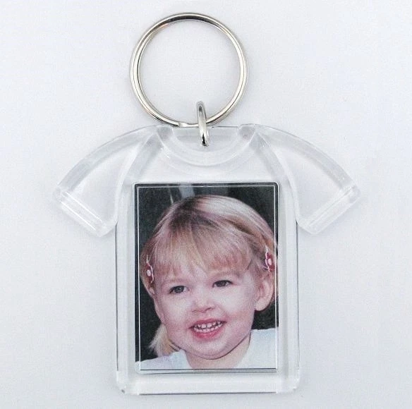 20X BLANK T-SHIRT Shape Clear Acrylic Keyrings 41x30mm Photo (key ring ...