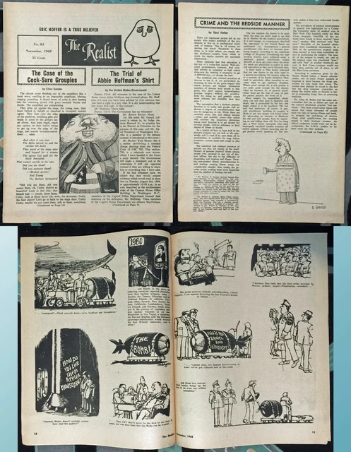 THE REALIST #84 Nov 1968 ABBIE HOFFMAN COUNTERCULTURE Censure liberté d'expression !!!! EUR 34 ...