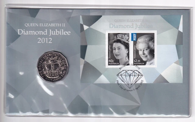 AUSTRALIAN PNC COVER: 2012 50 Cent Queen Elizabeth Diamond Jubilee Coin ...