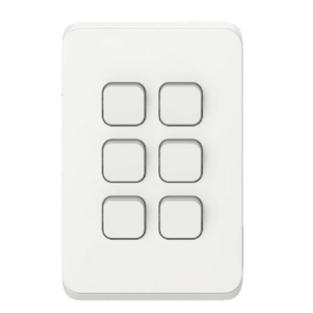 CLIPSAL ICONIC SWITCH Flush Mount Rocker Standard 6 Gang 10A/AX 250V 1 ...