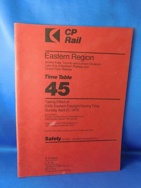 CP RAIL TIMETABLE Canadian Pacific Train Railway Railroad Eastern Region 1975 $14.99 - PicClick CA