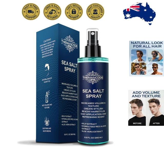 SEA SALT SPRAY Men Hair, Beachy Hair Texturizing Spray with Kelp, Red ...