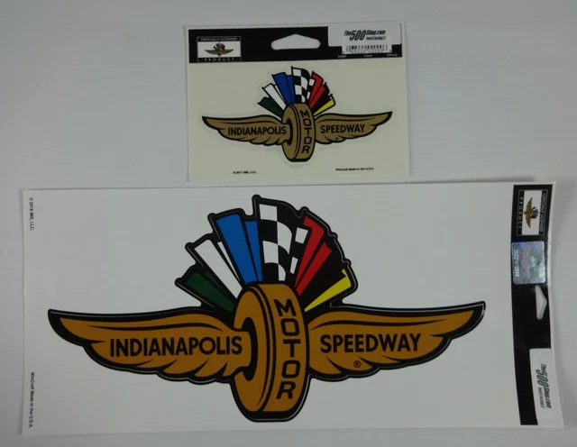 INDIANAPOLIS MOTOR SPEEDWAY Gold Wings Wheel Flags Decal Indy 500 ...