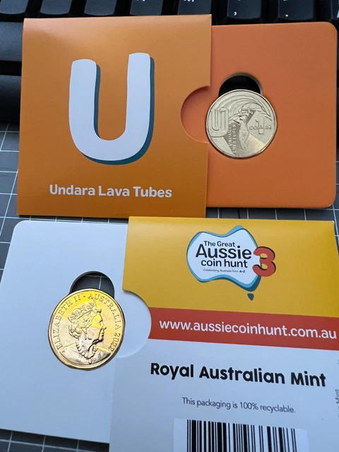 AUSTRALIA 2022-THE GREAT Aussie Coin Hunt 3 Alphabet Letter U $1 Coin ...