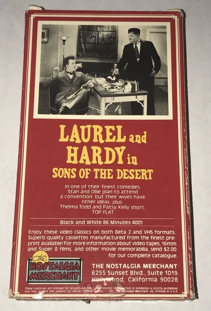 VINTAGE SONS OF the Desert VHS Movie Video LAUREL + HARDY Nostalgia ...