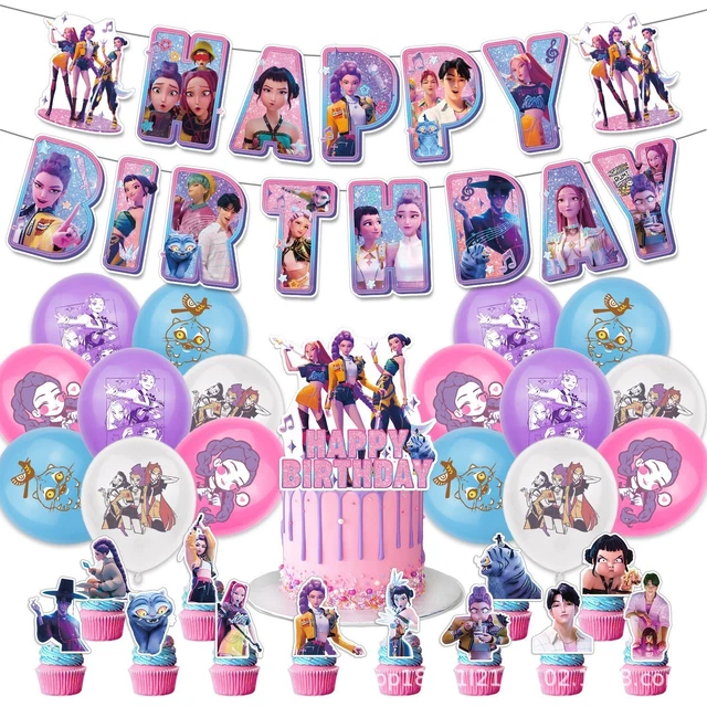 K POP DEMON HUNTERS Birthday Party Supplies Set FlagBanner Cake Toppers k-pop-demon-hunters-birthday-party-supplies-set-flagbanner-cake-toppers