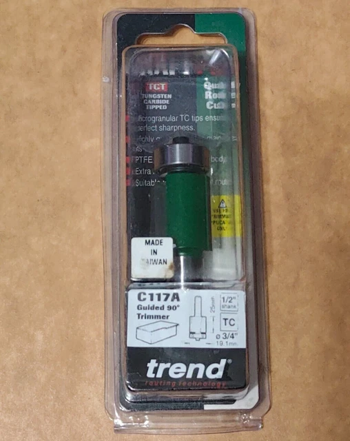 TREND CRAFTPRO BEARING Guided Trimmer Router Cutter 19.1mm 25mm 1/2 ...