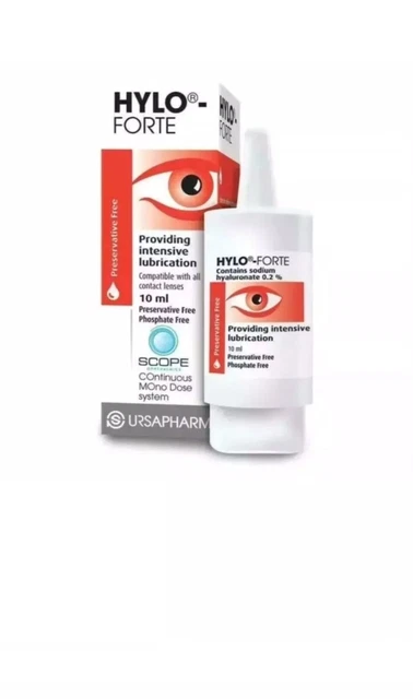 HYLO-FORTE INTENSIVE LUBRICATING Eye Drops 10ml PRESERVATIVE FREE - NEW ...