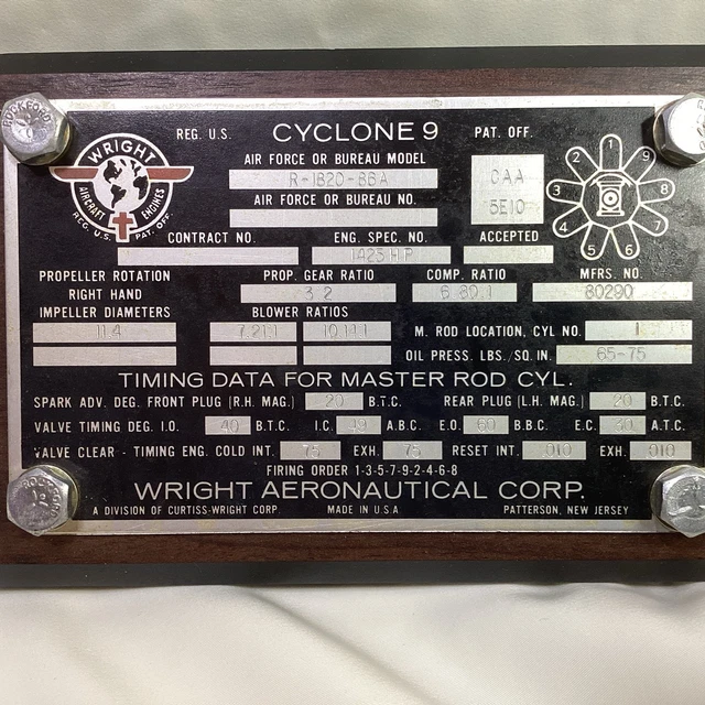 VTG CURTISS WRIGHT AERONAUTICAL CORP. AIRCRAFT Engines CYCLONE 9 Engine ...