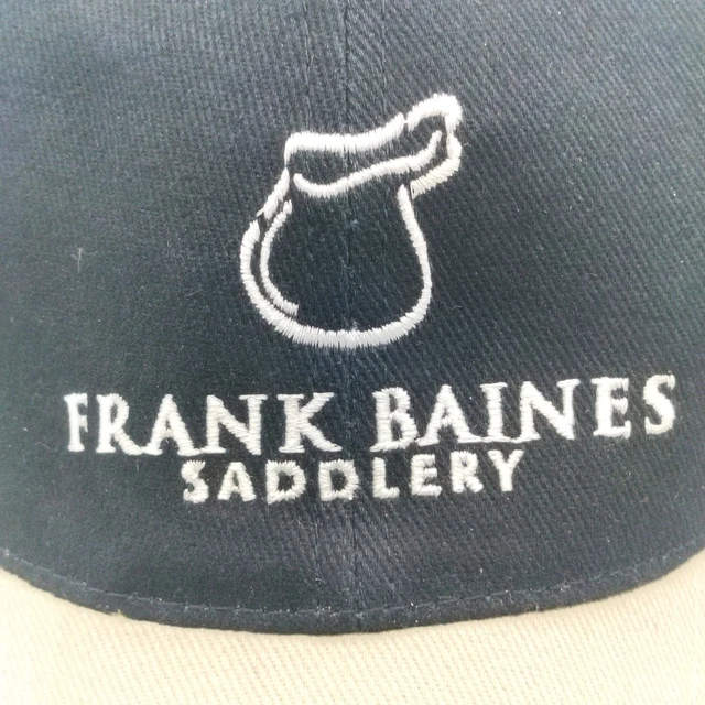 FRANK BAINES SADDLERY Baseball Cap Hat One Size Fits All Navy Blue Tan ...