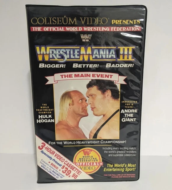 VHS WRESTLEMANIA III 3 Hulk Hogan vs. Andre The Giant con ClamShell WWF ...