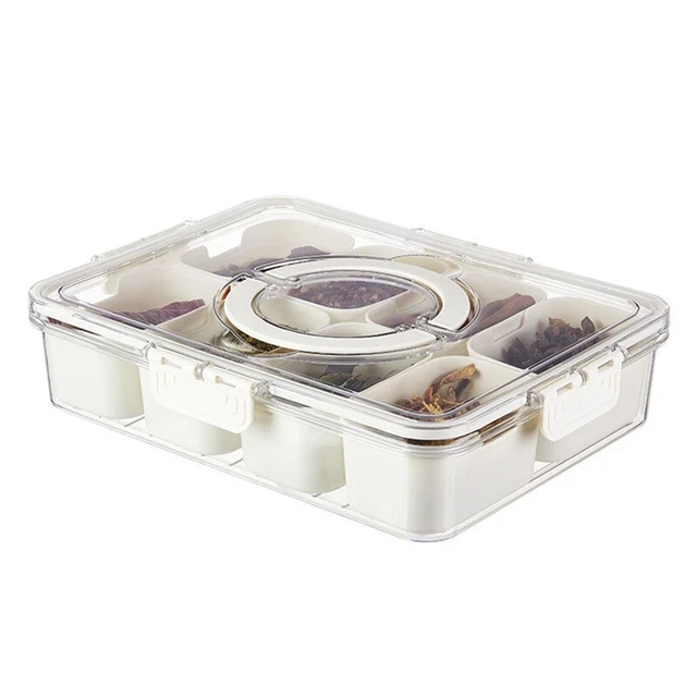 DIVIDED SERVING TRAY with Lid Handle Snackle Box Charcuterie Container ...