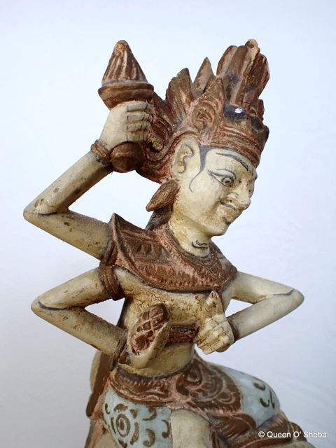 SHIVA NANTI POLYCHROME Sculpture Indonesia Softwood Statue Antique Rare ...