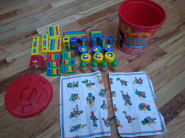 VINTAGE HILCO BUCKET of Magnet Blocks With Instructions #9022 £39.67 ...