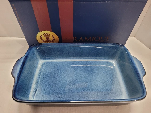 BASQUE CERAMIQUE ANDALUSIAN BLUE STONEWARE 13" RECTANGULAR BAKER - New ...