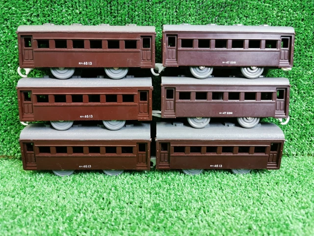 PLARAIL TOMY OLD Passenger Car Train Brown Oha 4613 Oha 2261 Lots of 6 ...