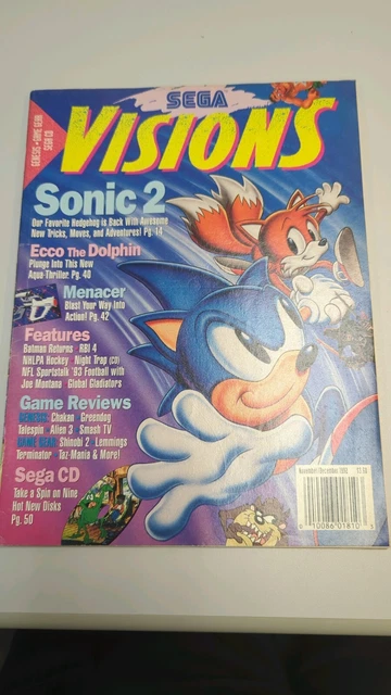 SEGA VISIONS MAGAZINE Vol 10 Nov/Dec 1992 Sonic 2 Sega Genesis cover *used* £11.08 - PicClick UK