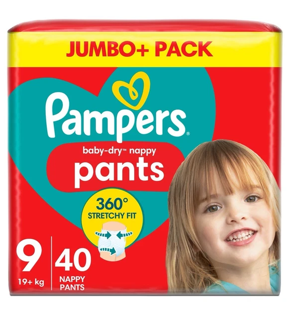 PAMPERS BABY-DRY PANTS Nappy Size 9 19kg+ Disposable Pull-On Giant ...