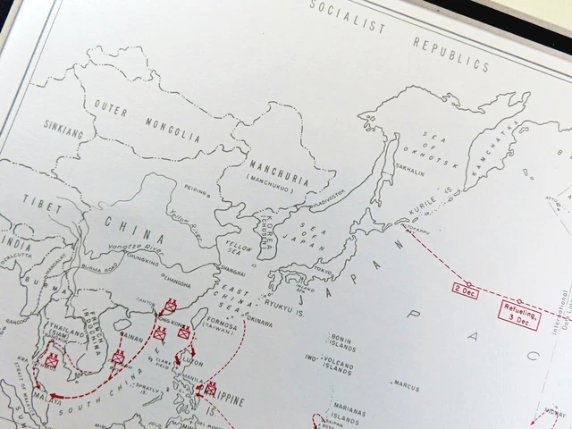 WW2 MAP JAPANESE Empire War Invasion China Philippines Pearl Harbour ...