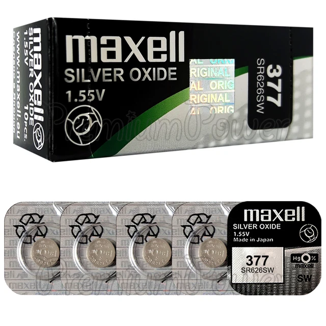 5 X MAXELL 377 Argent Oxyde Piles 1.55V SR66 SR626SW 376 Montres 0% ...