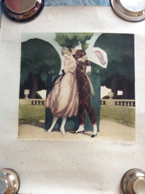 TABLEAU ANCIEN EAU forte signé Charles Auguste Edelmann EUR 65,00 ...