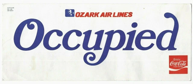 VINTAGE OZARK AIRLINES Occupied Card Sign Coca Cola USA Cocktails ...