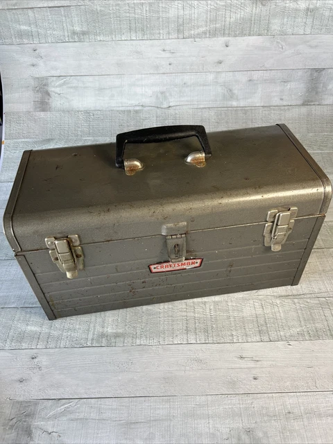 VINTAGE CRAFTSMAN METAL Gray Tool Box W/Tray 18" X 8" X 9" USA Made $45 ...