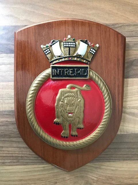 HMS INTREPID ROYAL Navy Vintage Wooden Ships Military Wall Plaque Crest ...