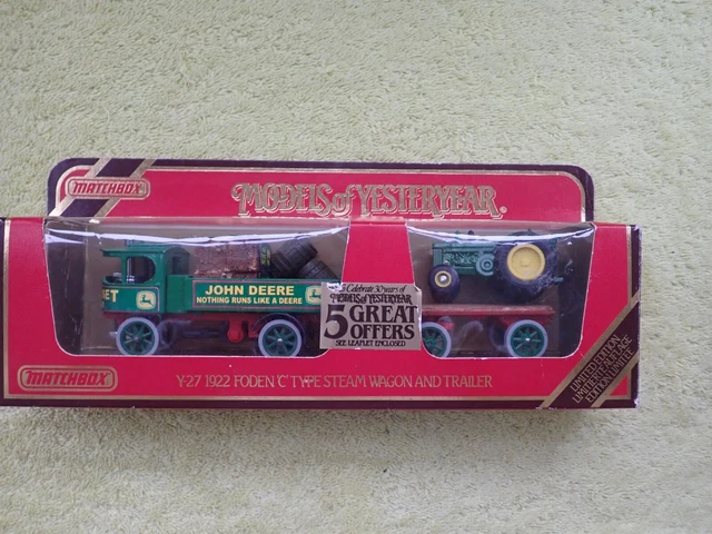MATCHBOX MODELS YESTERYEAR John Deer Steam Wagon & Trailer + Tractor ...