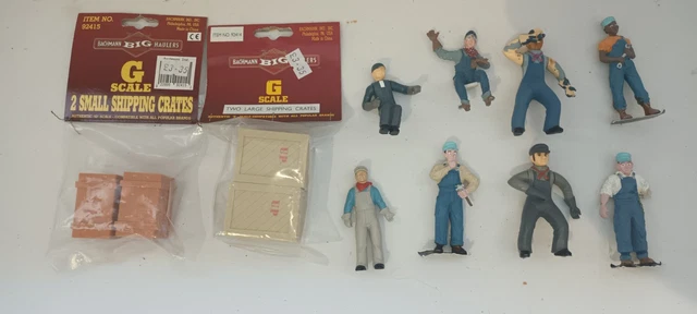 G SCALE 45MM Gauge BACHMANN People Figures & Crates Driver Fireman ...