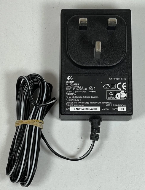 LOGITECH CHARGER ADP-18LB 24V 0.75A Power Supply UK Plug Genuine Tested ...