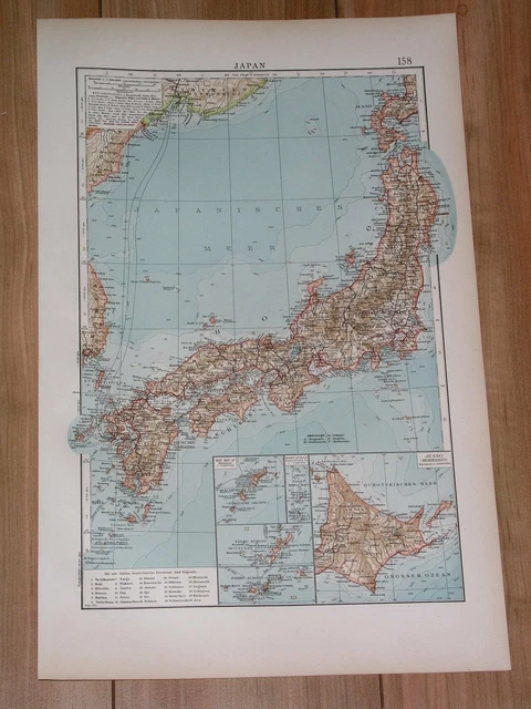 1912 ORIGINAL ANTIQUE Map Of Japan / Japanese Empire Kyushu Honshu ...