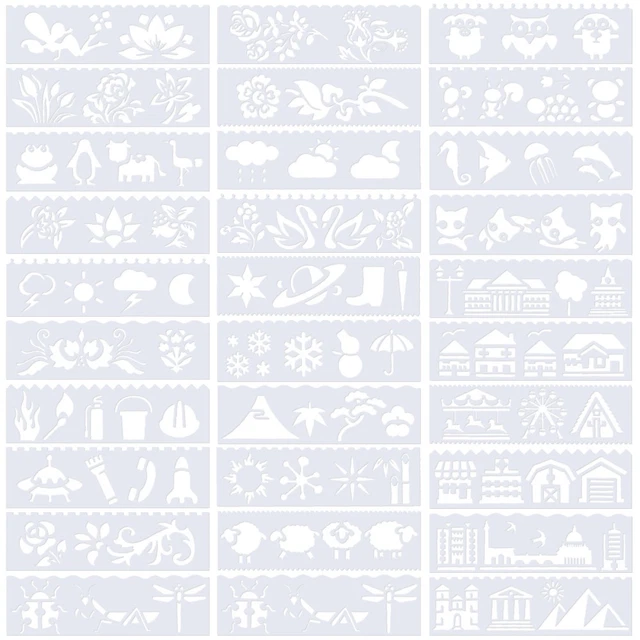 64 PCS MULTIFUNCTIONAL Hollow Lace Ruler Child Painting Template £8.99 ...