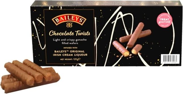 BAILEYS CHOCOLATE TWISTS Light Crispy Wafer Sticks Irish Cream Ganache ...