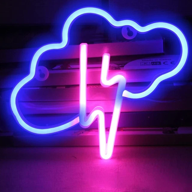 CLOUD LIGHTNING NEON Signs,Bolt LED Wall Lights Wall Decor USB or ...
