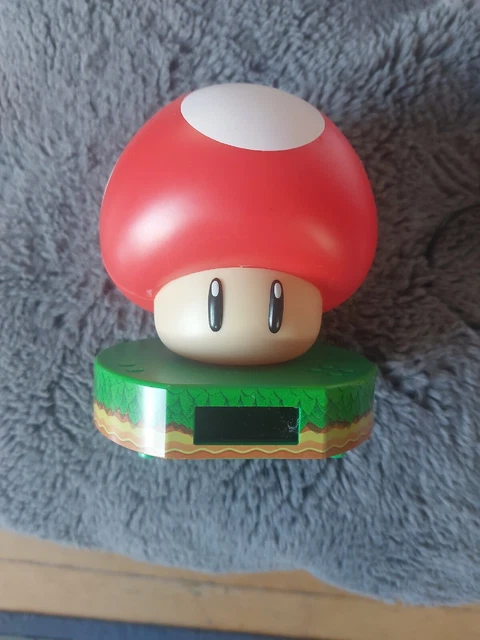 SUPER MARIO BROS OFFICIAL Mushroom Alarm Clock Toad Night Light Mood ...