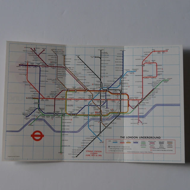 LONDON TRANSPORT UNDERGROUND Tube Map Diagram of Lines 1973 No 1 £16.99 ...