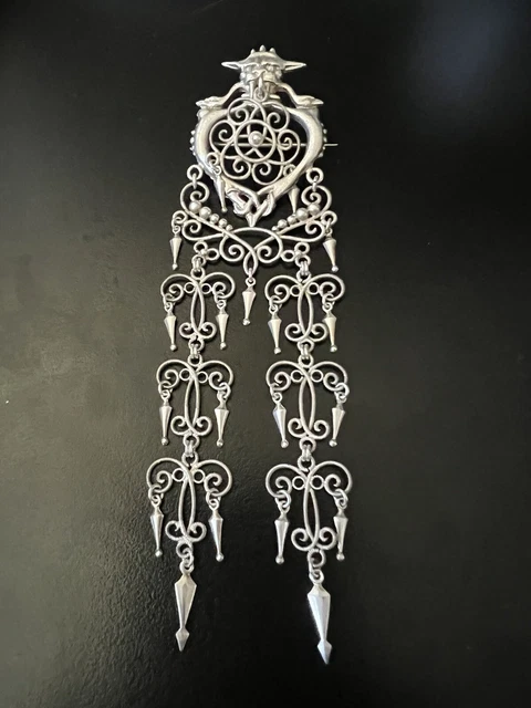 RARE NORWEGIAN LARGE Troll Face Silver Solje / Wedding Brooch £275.88 ...