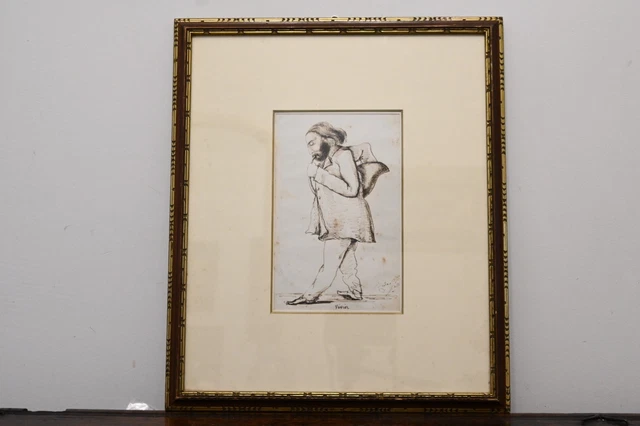 ANTIQUE DRAWING JEAN PIERRE DANTAN The Younger, Portrait of Eugène Léon ...