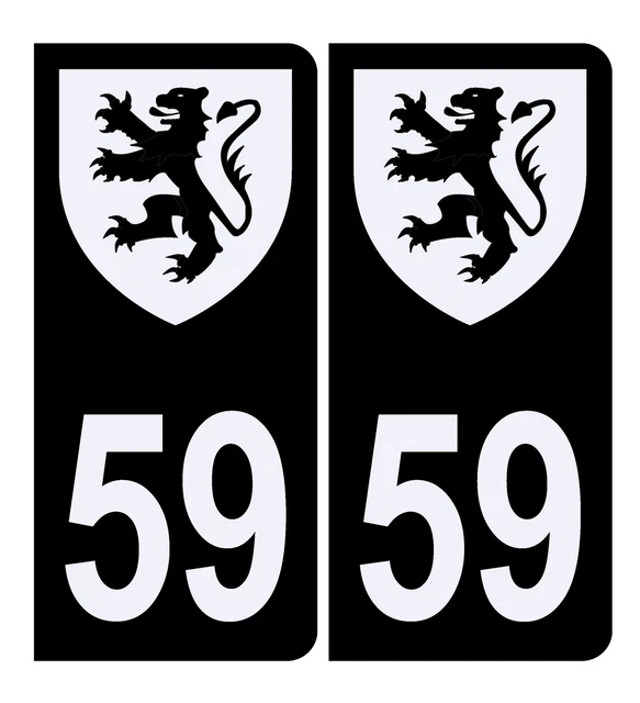 AUTOCOLLANT STICKER PLAQUE d'immatriculation Voiture 59 Blason des ...