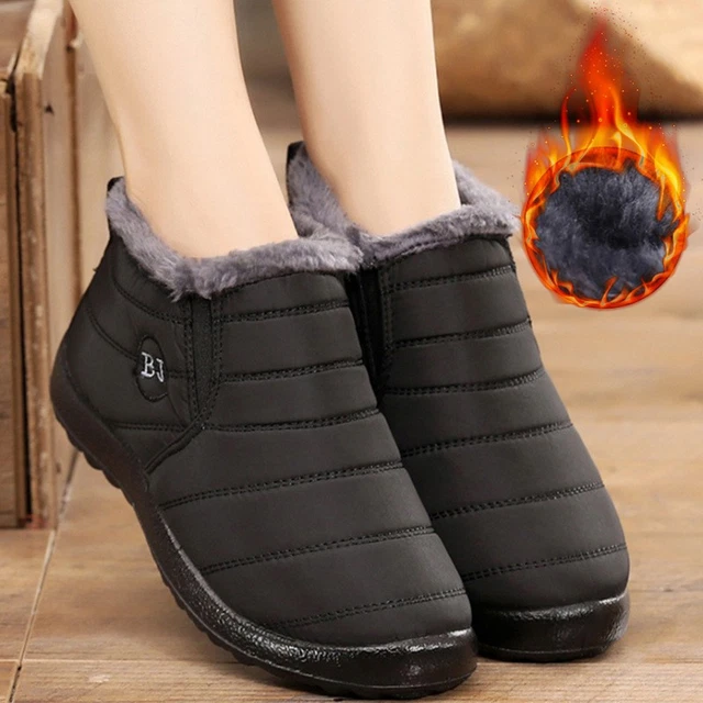 MENS WINTER WARM Fur Lined Waterproof Non-slip Snow Ankle Boots Shoes 4 ...