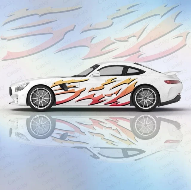 FLAME CAR DECALS; Flame Racing Sport Livery Decal For Both Sides Of Car ...