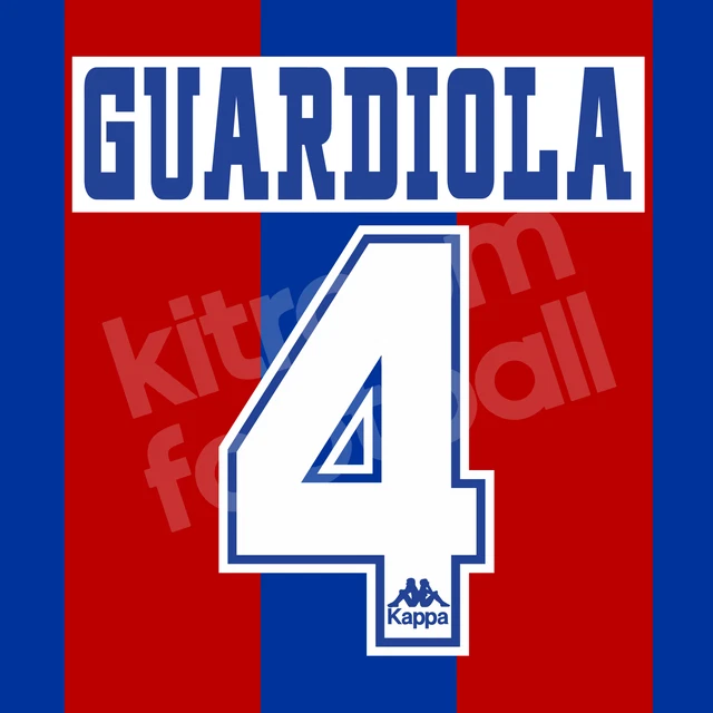 1995-96 BARCELONA HOME Name Number Set #4 GUARDIOLA Repro for Shirt ...