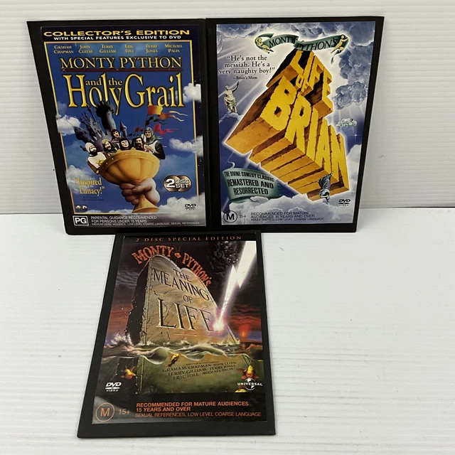 3 X MONTY Python Dvd Life of Brian Holy Grail Meaning of Life Region 4 ...