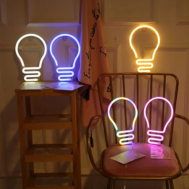 LIGHT BULB LED Neon Light Neon Sign Hanging Decoration Night Lamp £7.43 ...