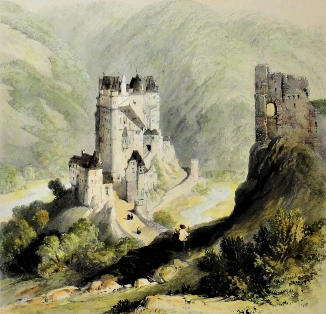ANDREW PICKEN (1815-1845) TOP-Kolor-Lithographie 1838: Die 'BURG ELTZ ...