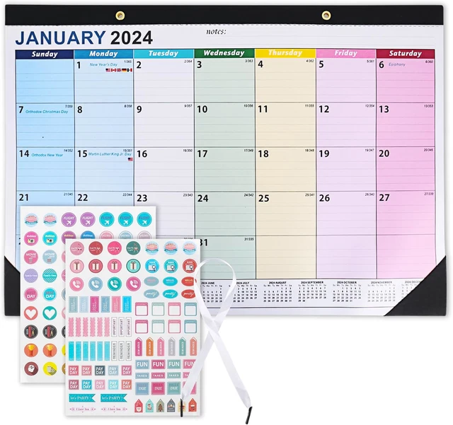 LARGE WALL CALENDAR from January 2024 -June 2025 18 Month Academic ...