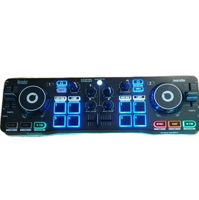HERCULES DJ CONTROL Starlight portable USB DJ controller 2 tracks 8 ...